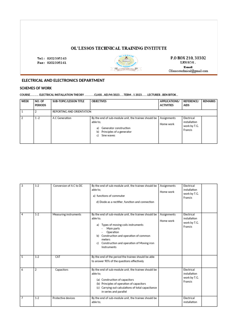Electrical Installation Theory Schm Pdf Capacitor Rectifier