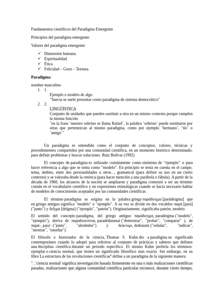 Fundamentos del Paradigma Emergente | PDF | Paradigma