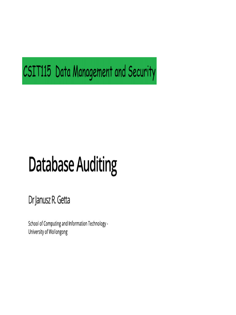 22 Database Auditing | PDF