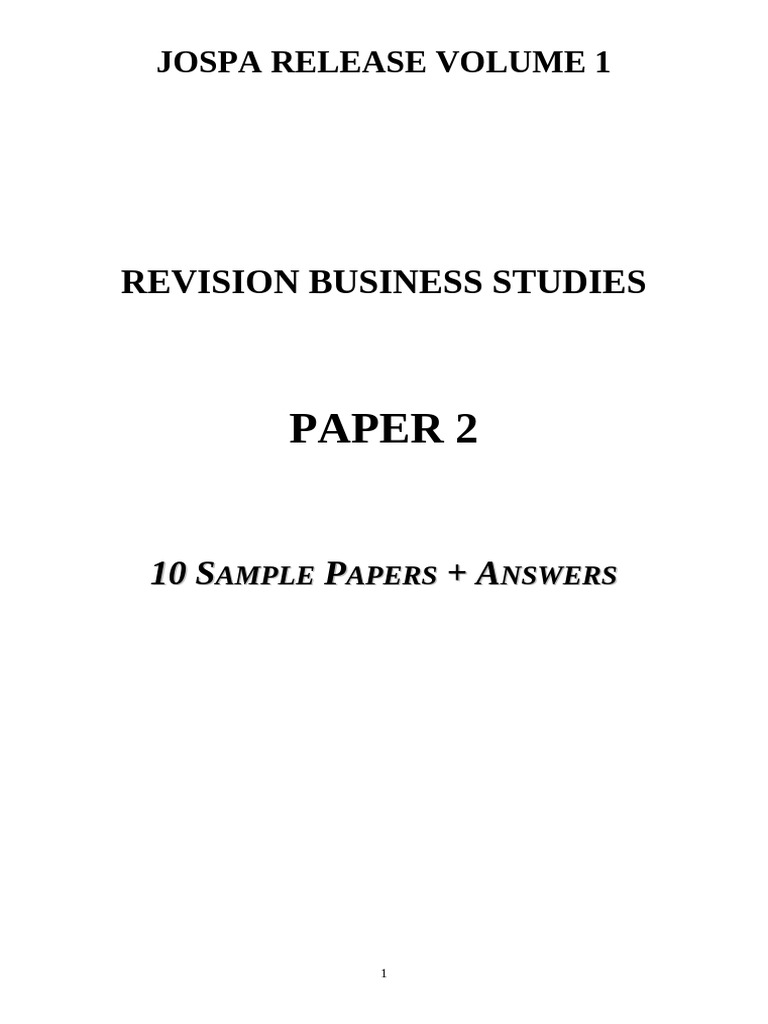 Business Studies Paper 2 Revision Booklet | PDF | Taxes | Banks