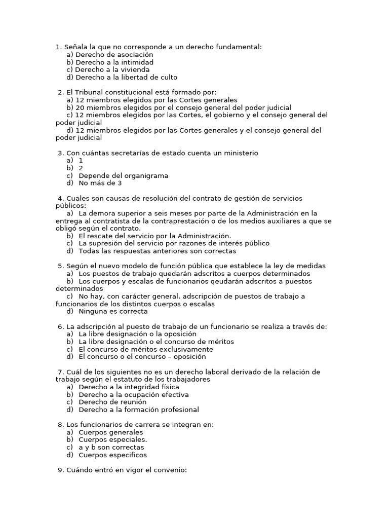 Test 256 | PDF | Judicaturas | Cortes Generales