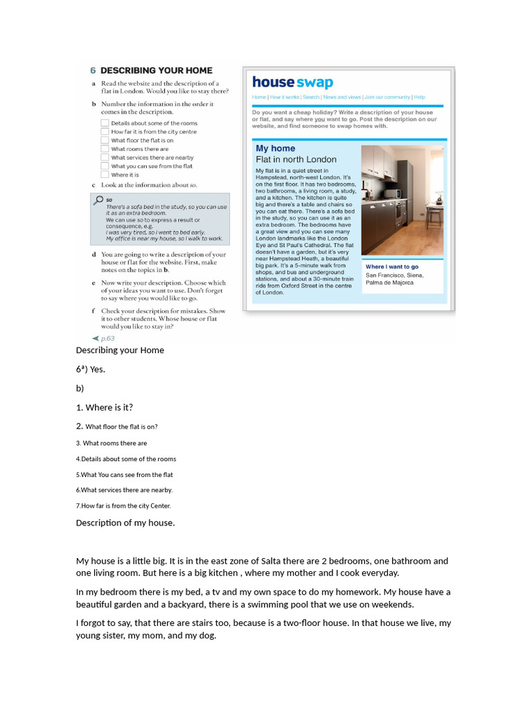 Home Description for Language Learners | PDF