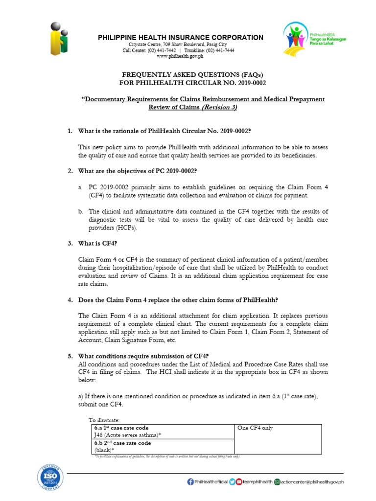 Guidelines for PhilHealth CF4 Claims | PDF | Health Care | Health Economics