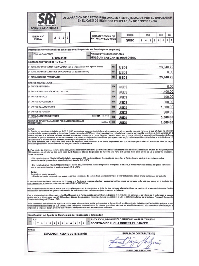 Formulario Sri-Gp | PDF