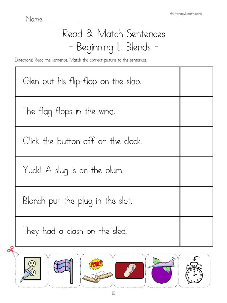 L-Blends-Sentences-LiteracyLearn.com | PDF