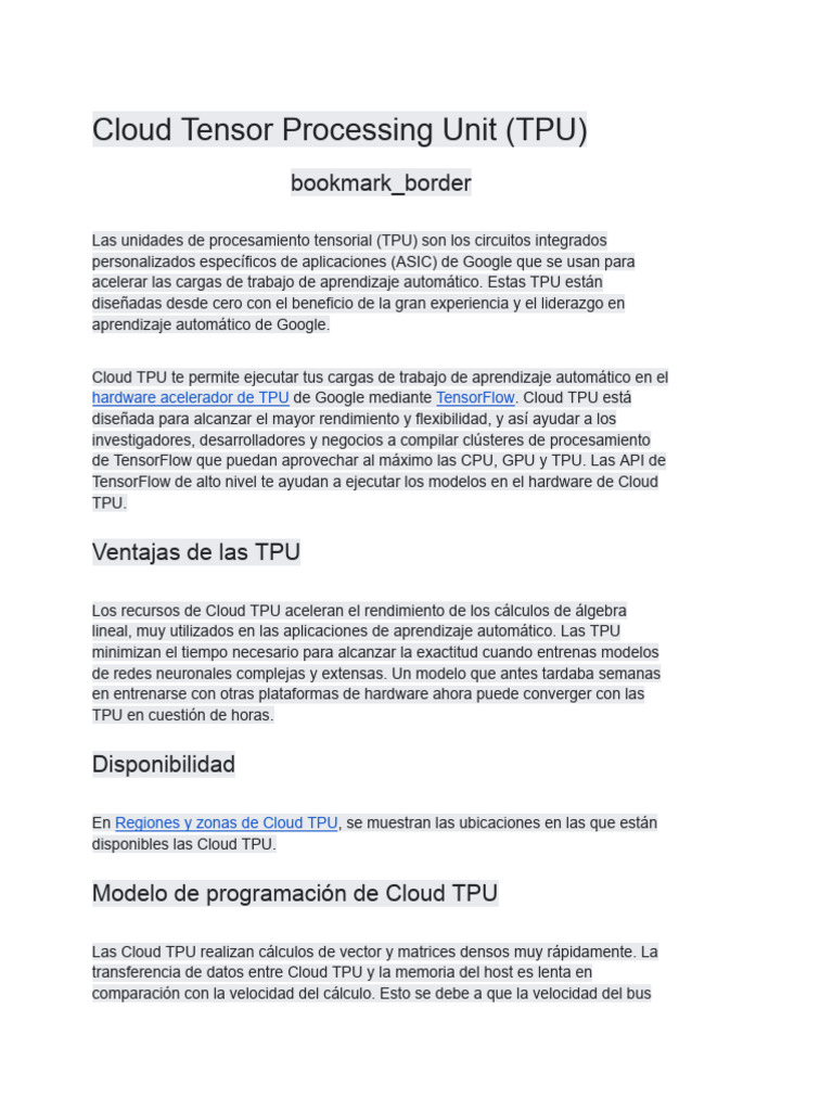 Unidad de Procesamiento Tensorial | PDF | Computación en la nube | Hardware de la computadora