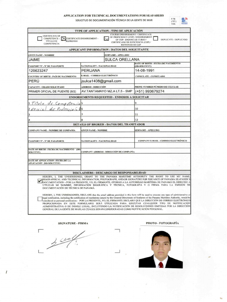 Formulario F 76 | PDF