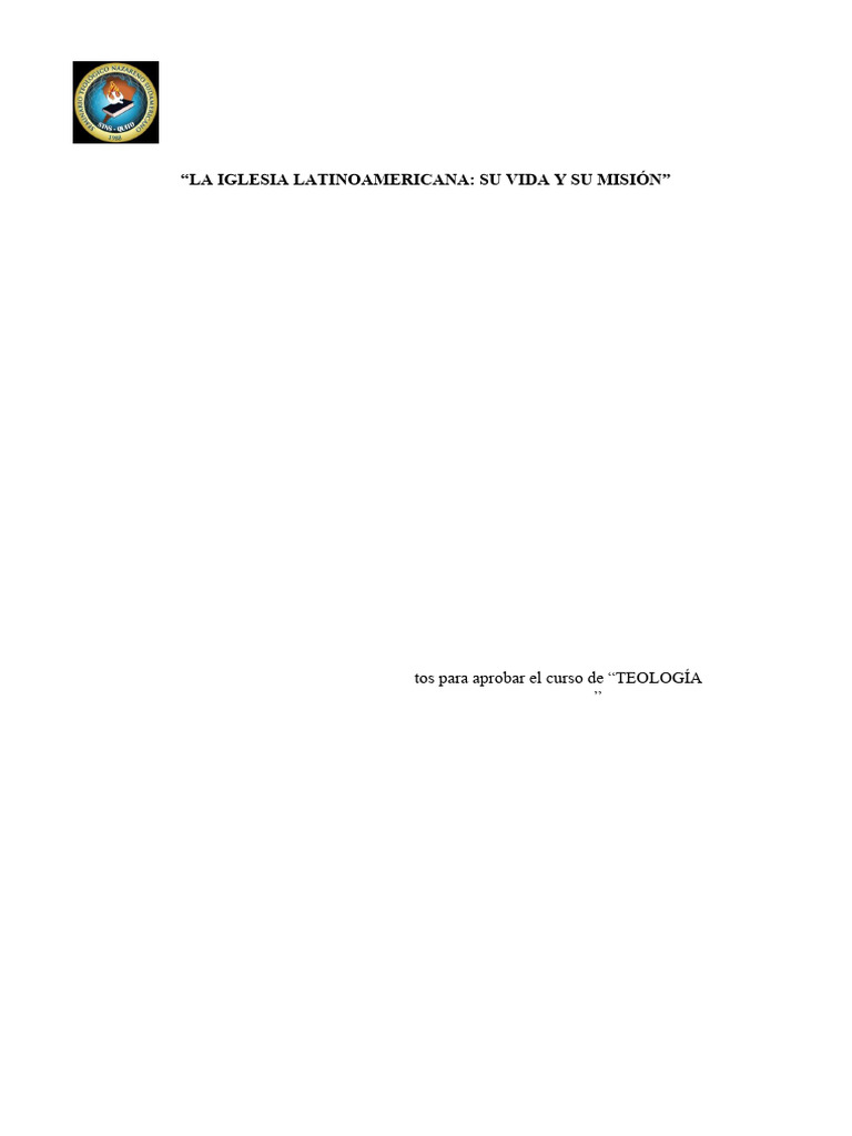 Informe de Lectura Iv | PDF | Iglesia cristiana | Pastor