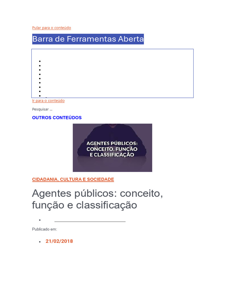 Agentes Públicos: Funções e Classificações | PDF | Administração ...