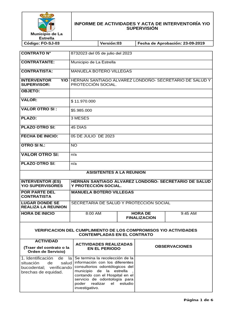 FO-SJ-03 Informe de Actividades y Acta de Interventoría - Manuela ...