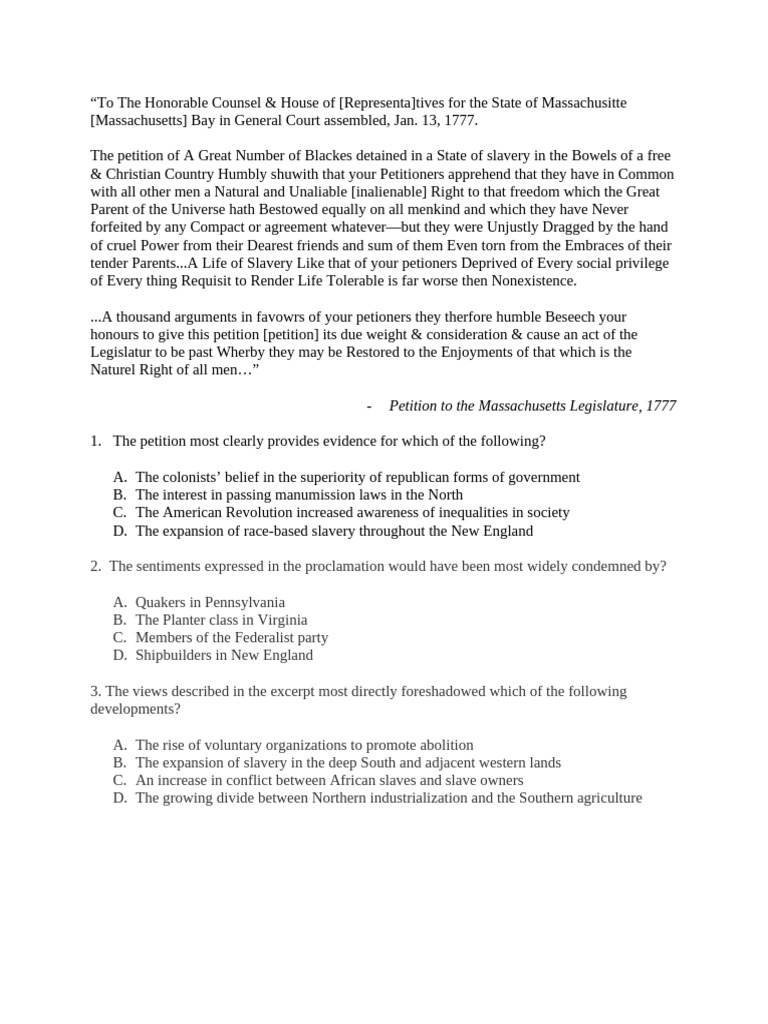 Practice_MC 3 | PDF | British Empire | Slavery In The United States