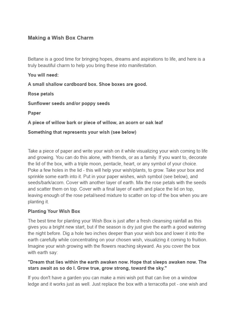 Making A Wish Box Charm | PDF