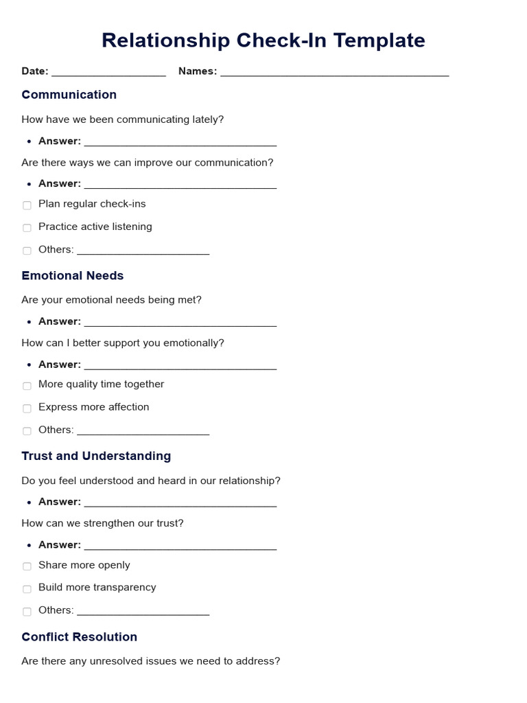 Relationship Check in Template | PDF | Intimate Relationships ...