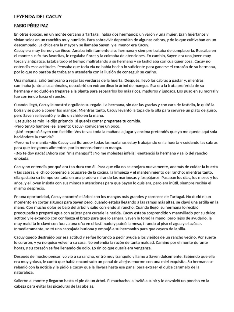 Leyenda Del Cacuy | PDF