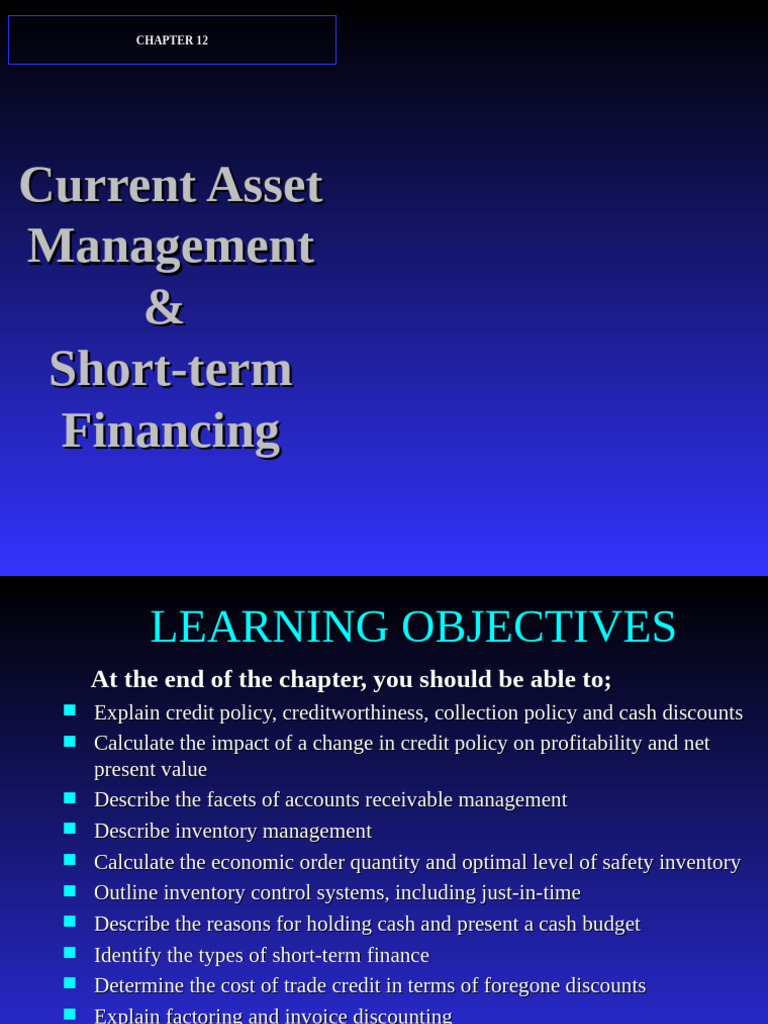 Current Asset Management | PDF | Factoring (Finance) | Inventory
