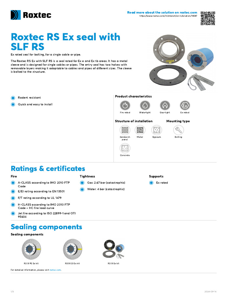 Roxtec RS Ex Seal With SLF RS | PDF | Guarantee | Legal Liability