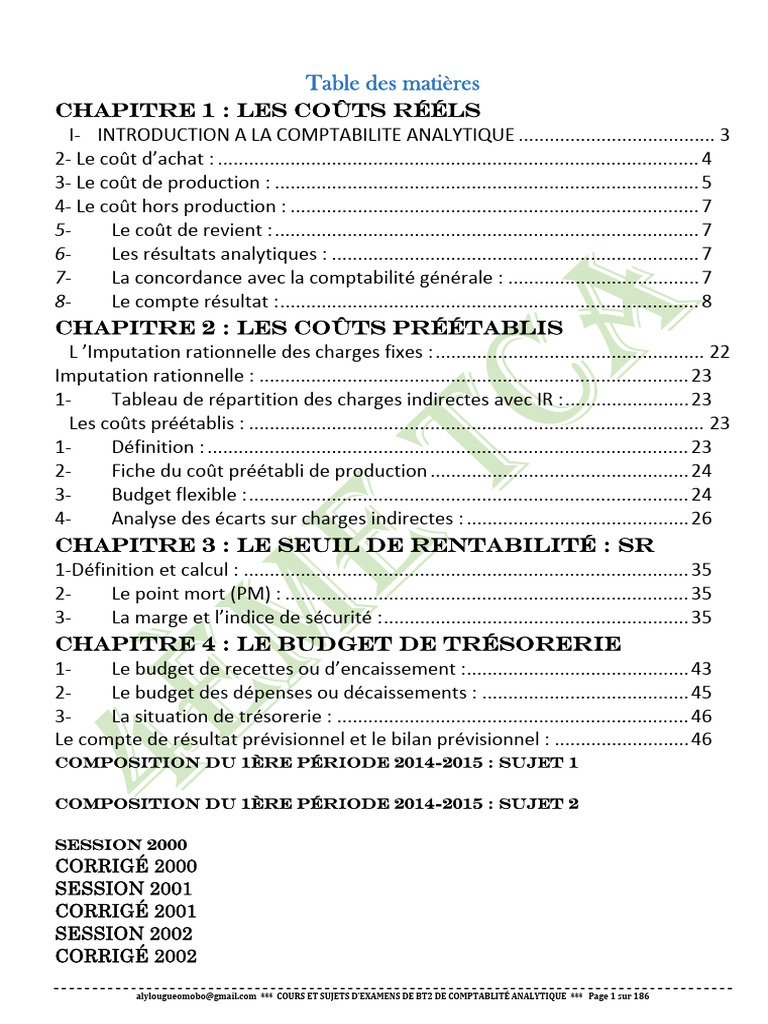 Cours et Examens BT2 Comptabilité | PDF | Comptabilité | Prix
