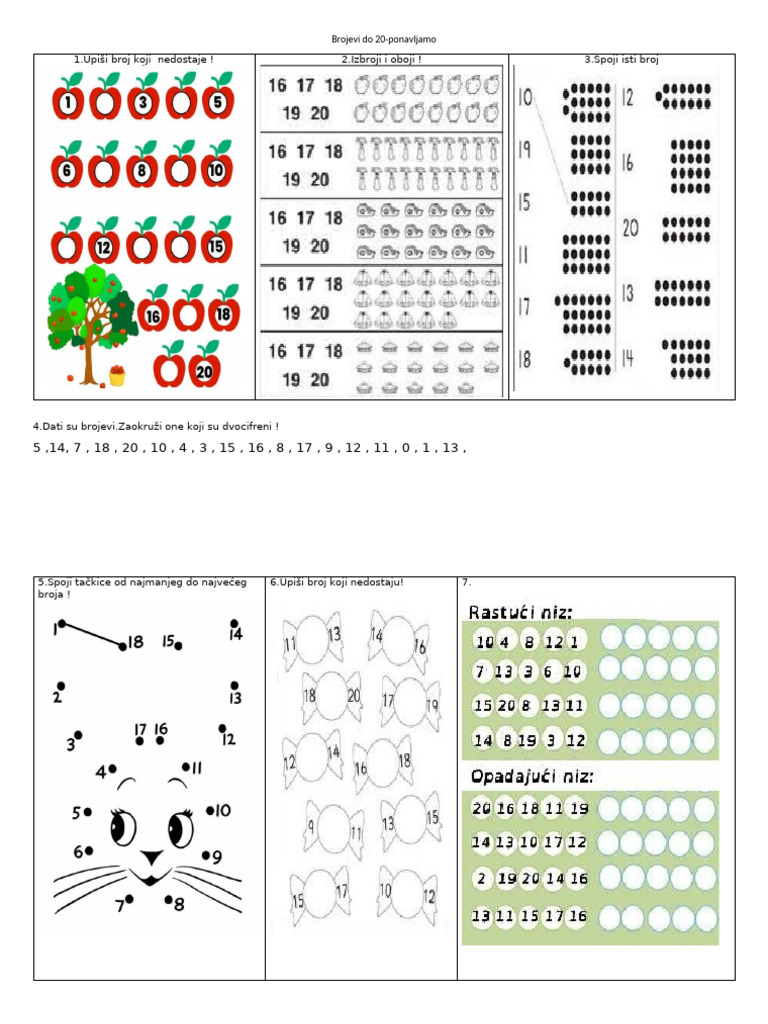 Brojevi Do 20-Ponavljanje | PDF