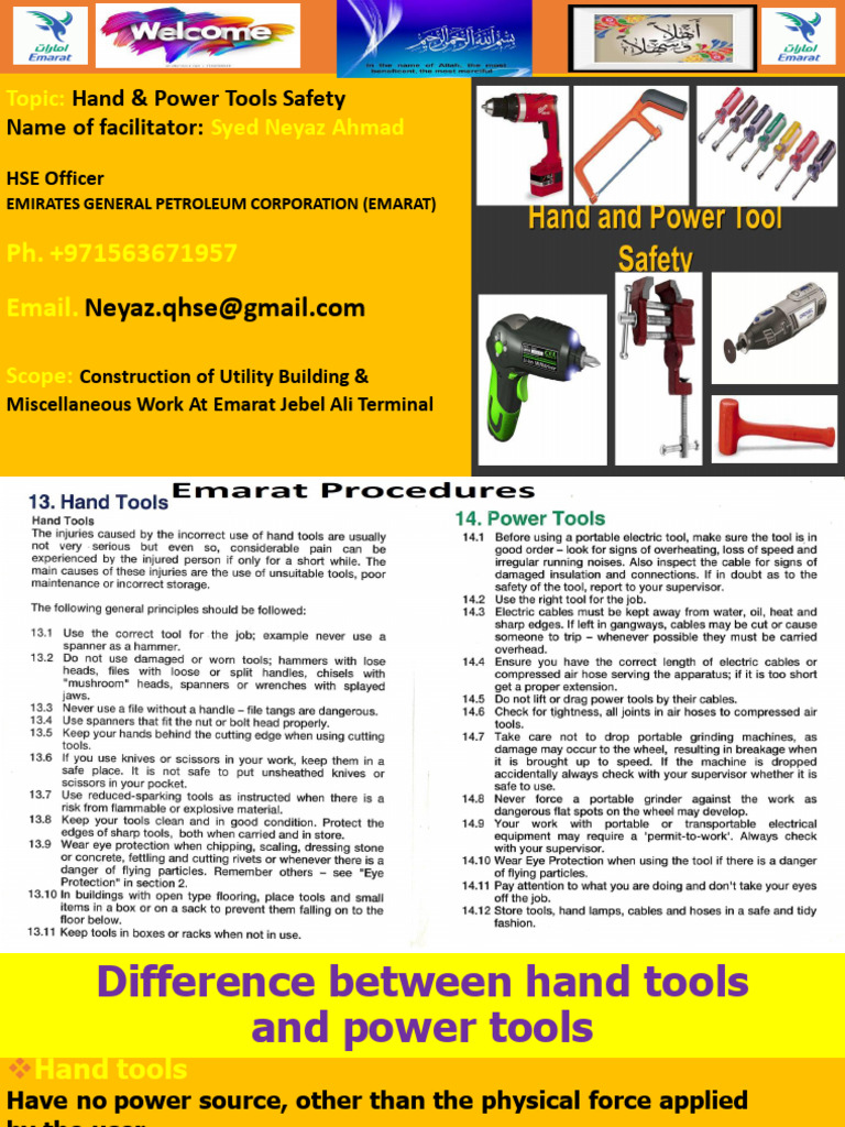 Hand and Power Tool Safety Guidelines | PDF | Personal Protective ...
