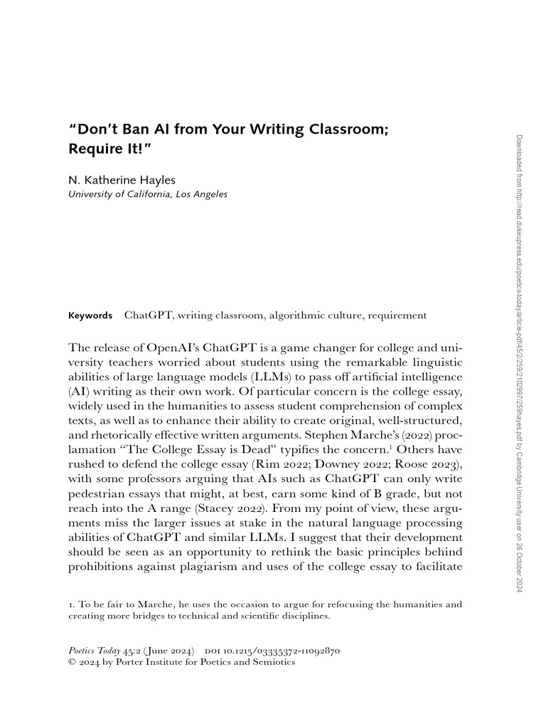 Hayles | PDF | Artificial Intelligence | Intelligence (AI) & Semantics