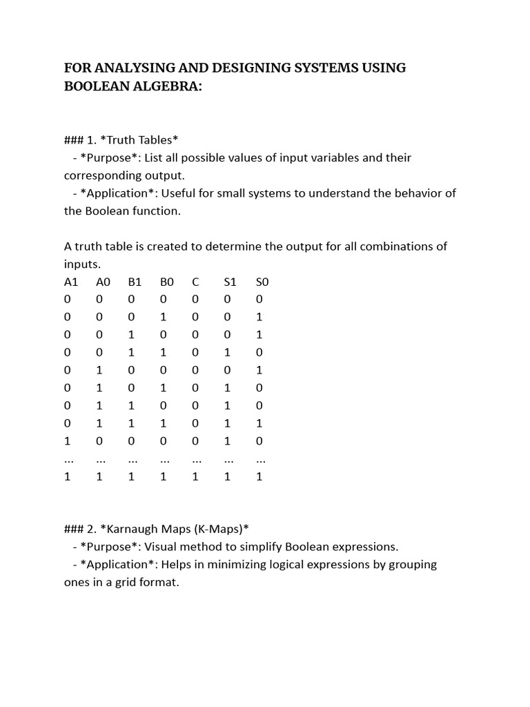 For Analysing and Designing Systems Using Boolean Algebra | PDF | Boolean Algebra | Teaching ...
