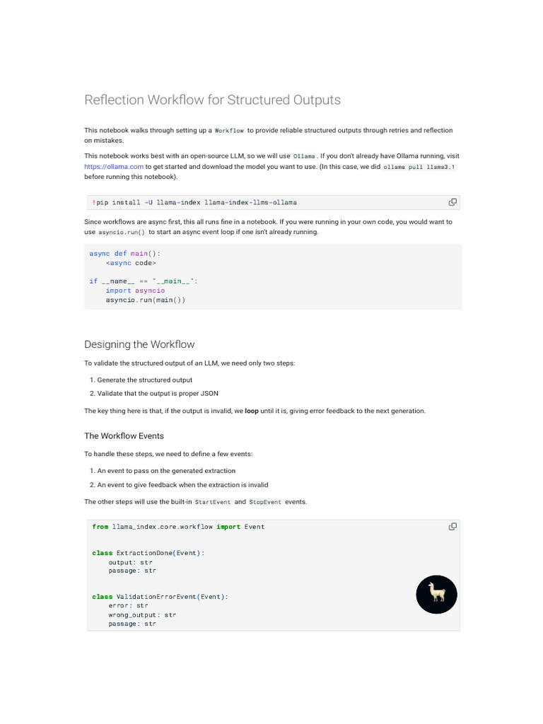 Reflection Workflow for Structured Outputs - LlamaIndex | PDF | Json ... Reflection Workflow for Structured Outputs - LlamaIndex | PDF | Json ...