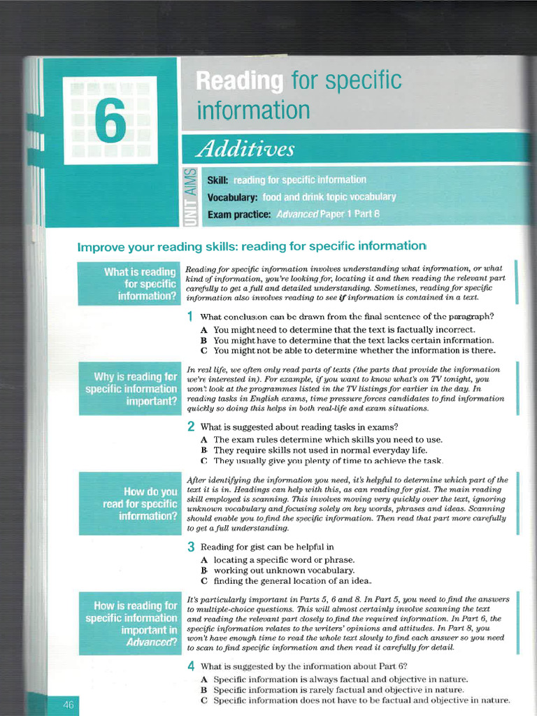 Reading For Advanced - Unit 6 | PDF