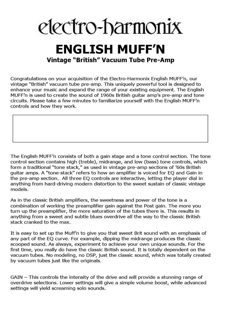Electro-Harmonix English Muff'n en | PDF | Radio | Electronics