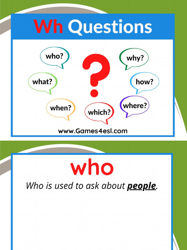 WH Questions PowerPoint and Quiz 1 | PDF