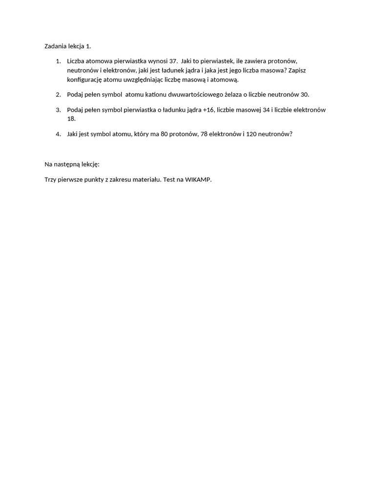 Zadania Lekcja 1 | PDF