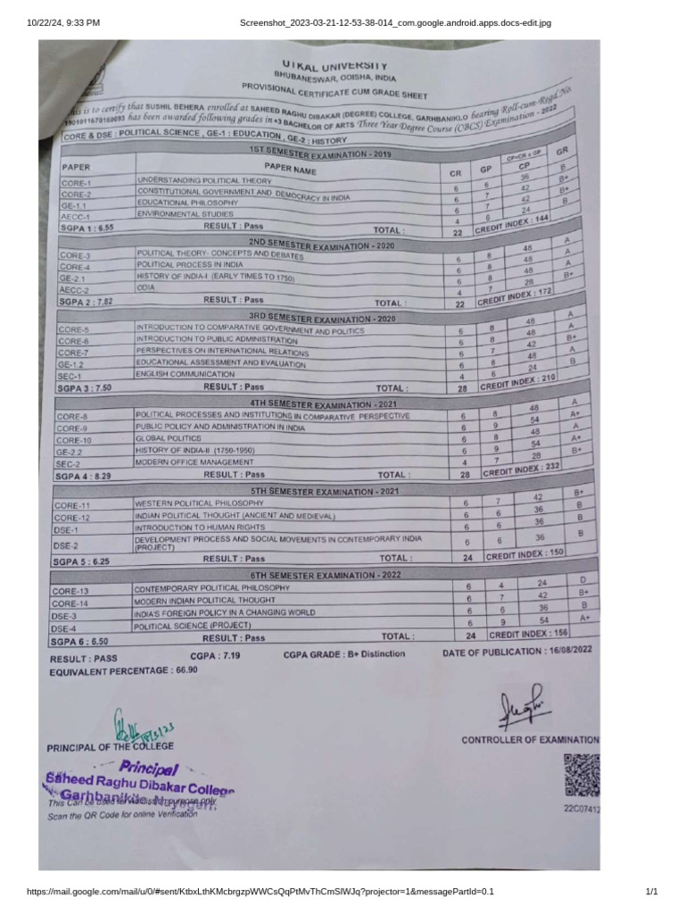 Graduation All Semester Marksheets | PDF | Educational Assessment And Evaluation