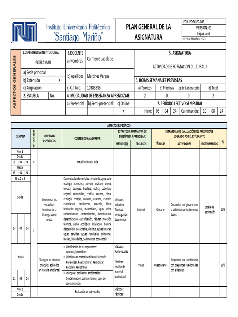PSM - Plan - General - de - La - Asignatura - AFC II | PDF | Aguas ...