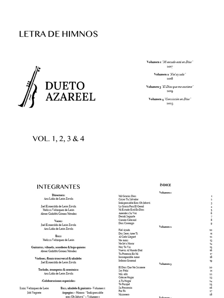 LETRA DE HIMNOS - Dueto Azareel | PDF | Cristo (título) | Jesús