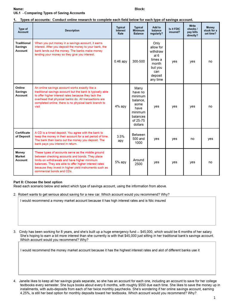 Janelle's Savings Account Options | PDF | Banks | Savings Account