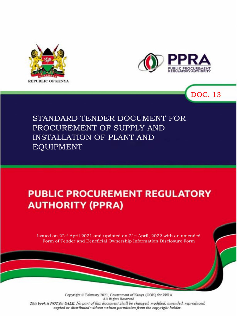 STD For Procurement of Supply and Installation of Plant and Equipment ...