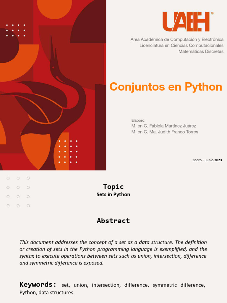 Conjuntos Phyton | PDF | Conjunto (Matemáticas) | Python (lenguaje de programación)