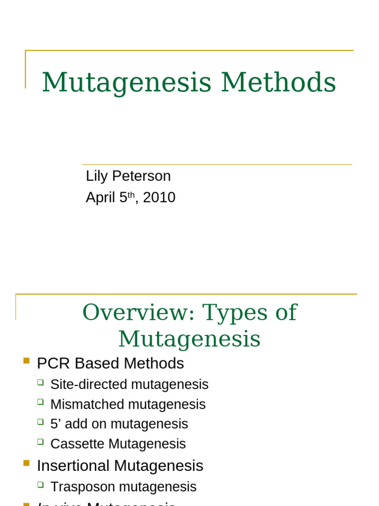 Mutagenesis Methods | PDF | Mutagenesis | Mutation