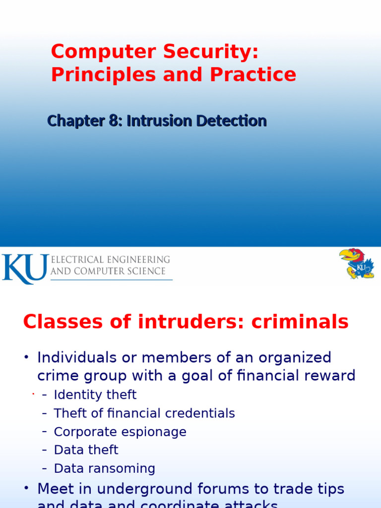 Ch08 (Intrusion Detection) | PDF | Security | Computer Security