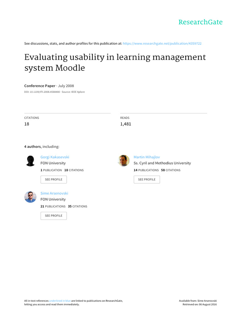 Evaluating Moodle Usability | PDF | Usability | Educational Technology