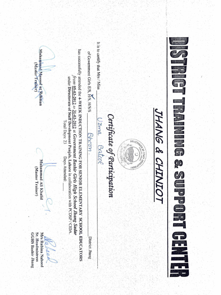 Traning Certificate | PDF