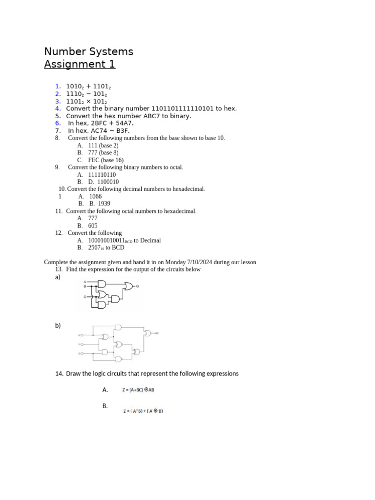 Number Systems Assg 2 | PDF | Home & Garden