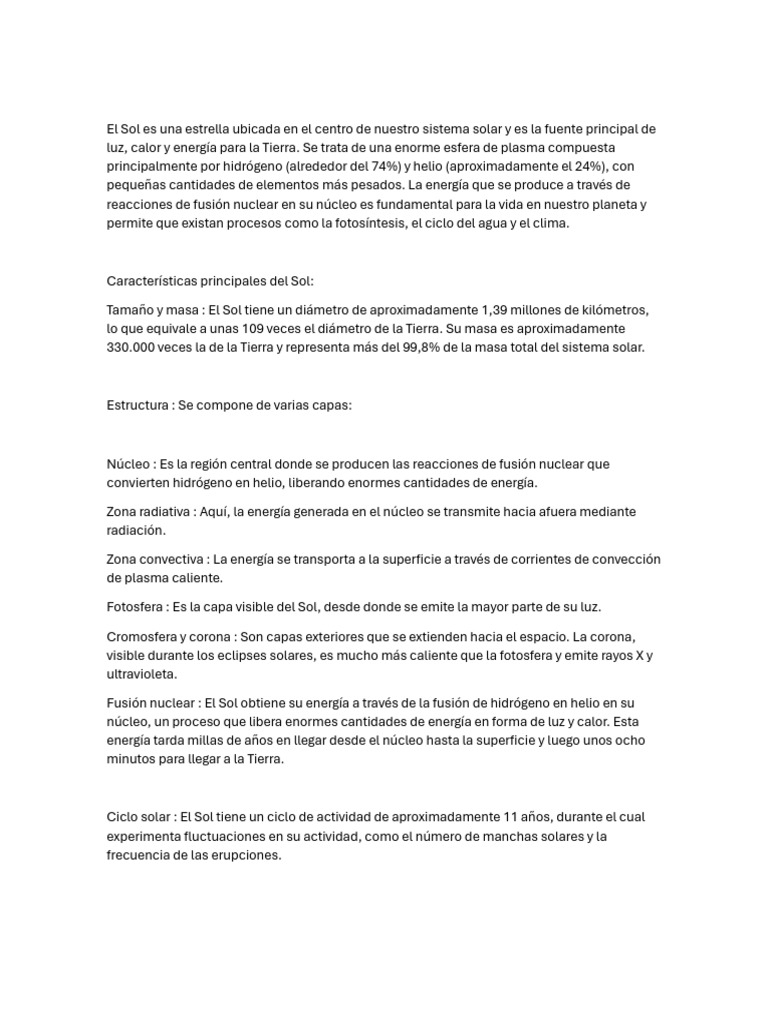 El Sol | PDF | Ciencia y matemáticas