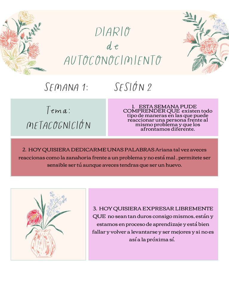 Mi Diario de Autoconcimiento | PDF | Aprendizaje | Las emociones