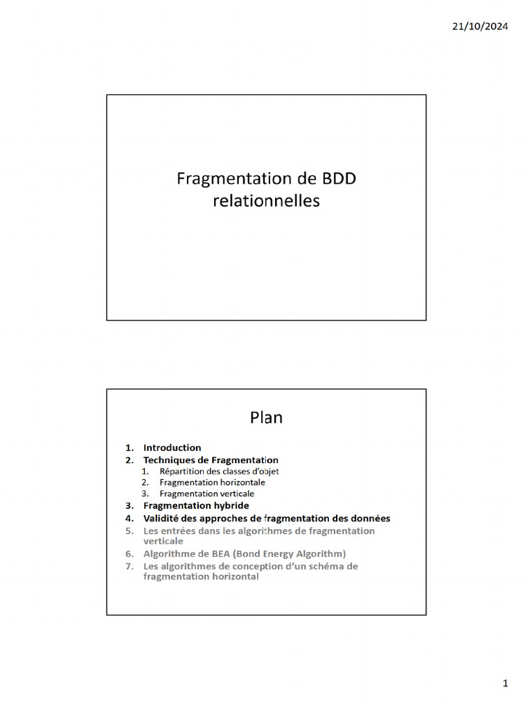 Fragmentation de BDD Relationnelles Partie 1 | PDF