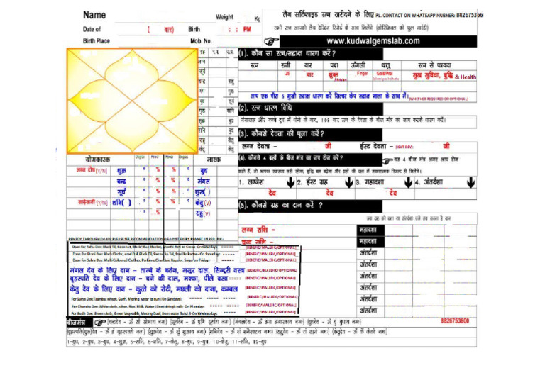 Kundali Faladesh Format Blank | PDF