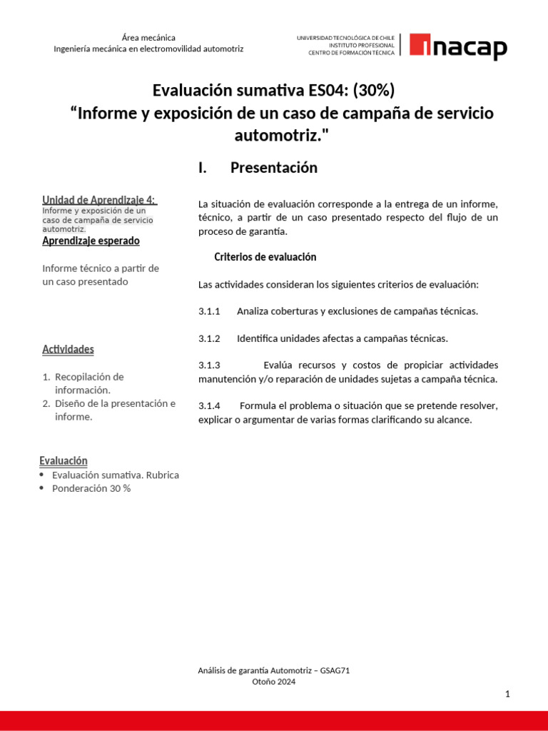 ES02 - Analisis Garantía Automotriz | PDF | Evaluación | Aprendizaje
