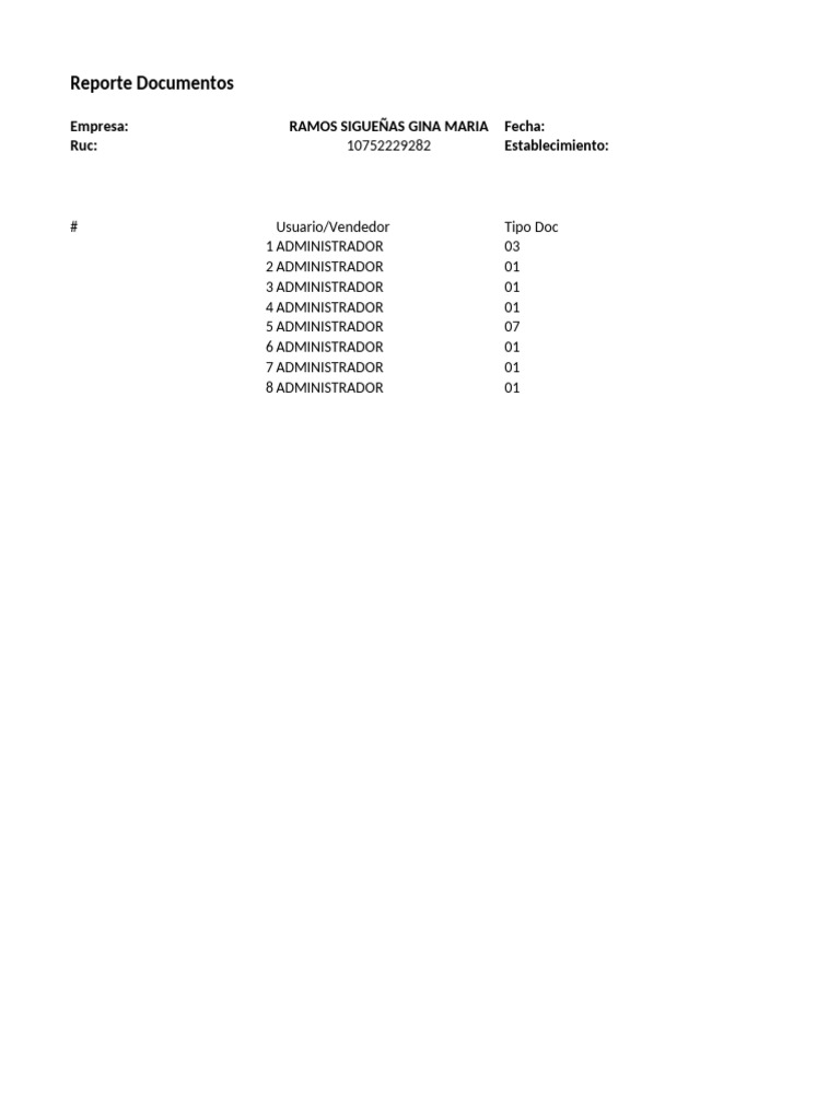 Reporte Documentos RAMOS SIGUEÑAS | PDF