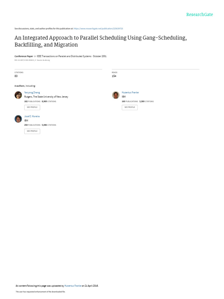 An Integrated Approach To Parallel Scheduling Usin | PDF | Scheduling ...