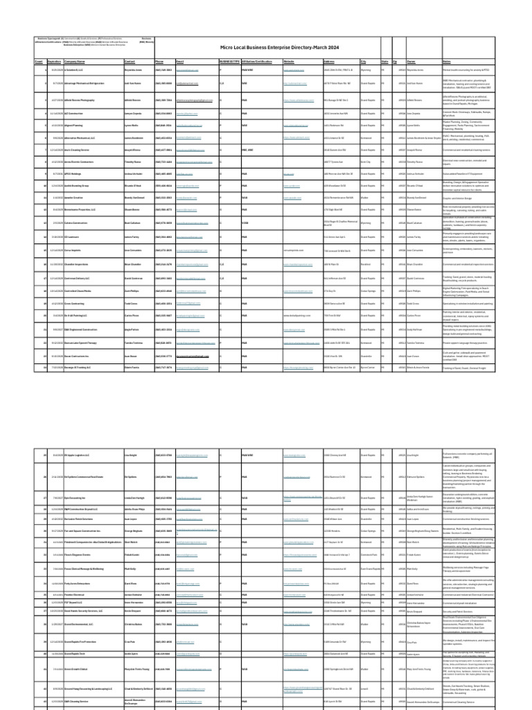 Micro Local Business Enterprises Directory Full April 2024 | PDF