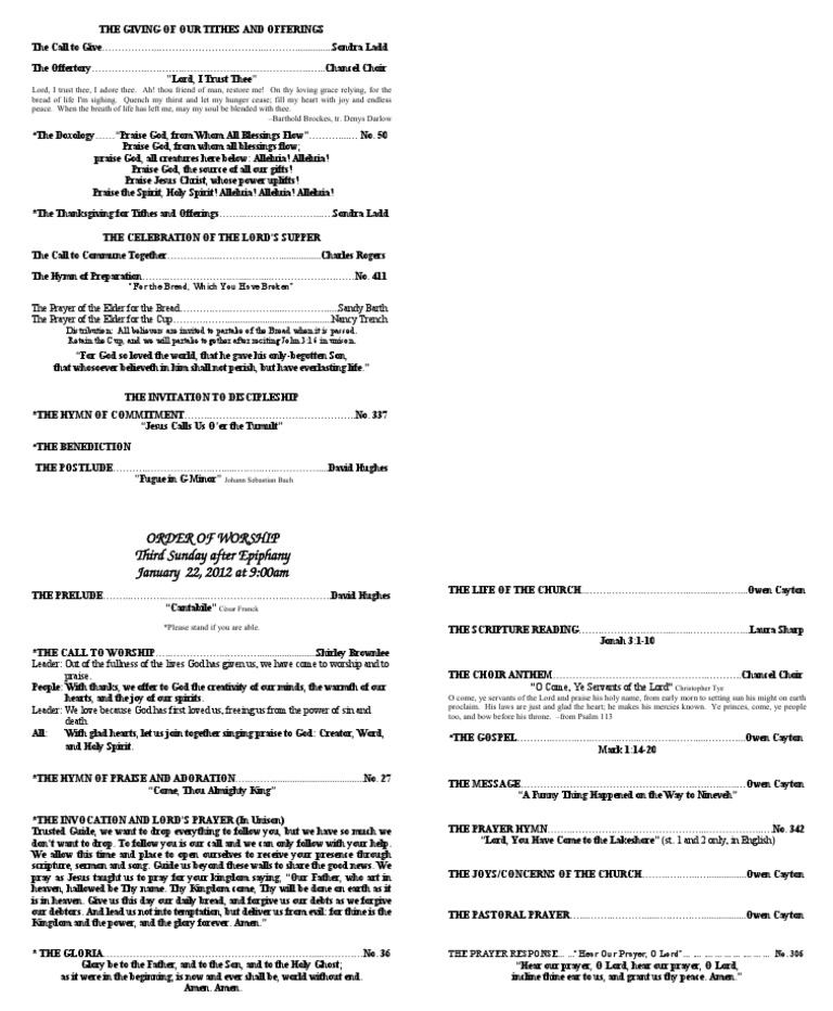 Traditional Service Begins at 9am 1/22/12 | PDF | Religious Behaviour ...